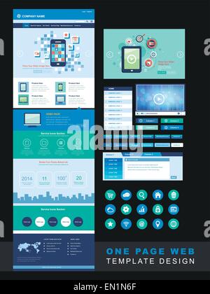 modern technology one page website design template Stock Vector Image ...