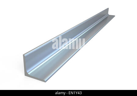 rolled metal L-bar, steel angles. 3D rendering isolated on white Stock ...