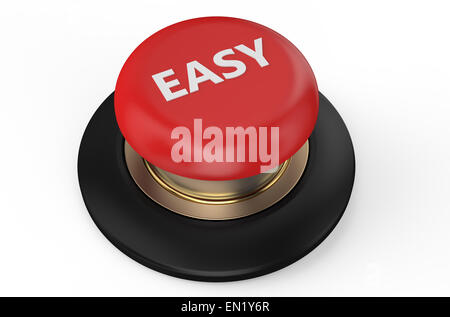 Make it easy red button isolated on white background Stock Photo - Alamy