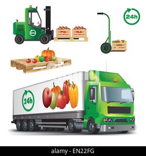 Delivery of farm fresh fruits and vegetables. Deliveryman holding box ...