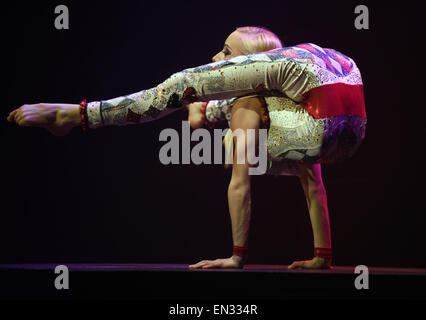 17-year old contortion artist Jordan McKnight performs on stage of the ...