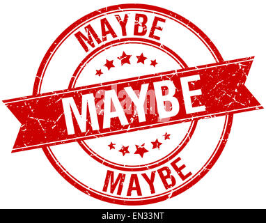 maybe grunge retro blue isolated ribbon stamp Stock Photo - Alamy
