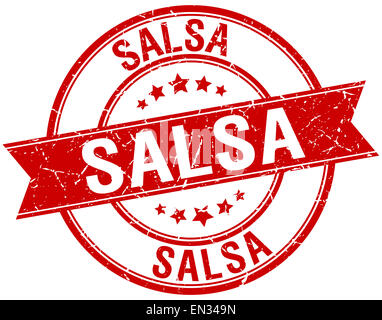 salsa grunge retro blue isolated ribbon stamp Stock Photo - Alamy