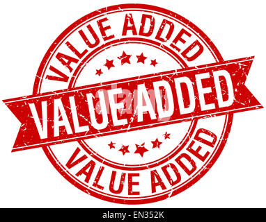 value added grunge retro blue isolated ribbon stamp Stock Photo - Alamy