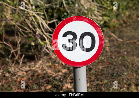 Thirty (30) miles per hour speed limit road sign on white background ...