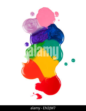 Colorful paint patches on white background Stock Photo - Alamy