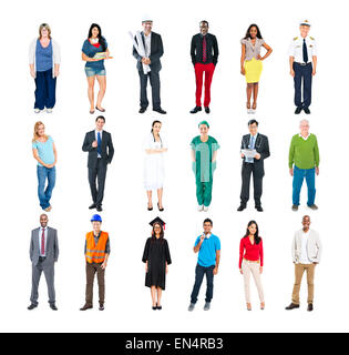 Casual group of people standing isolated over white background Stock ...