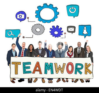 Multi Team Synergy text on wooden block with blurred nature background ...