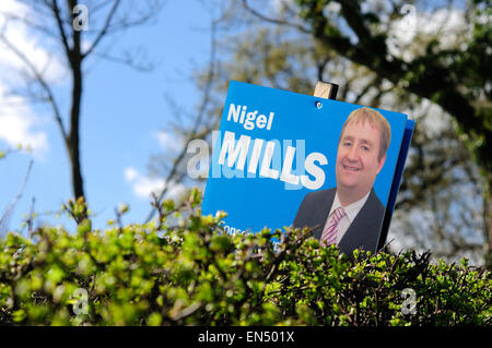 Ripley, Amber Valley, Derbyshire, UK. 28th April 2015.MP Nigel Mills election campaign posters ...