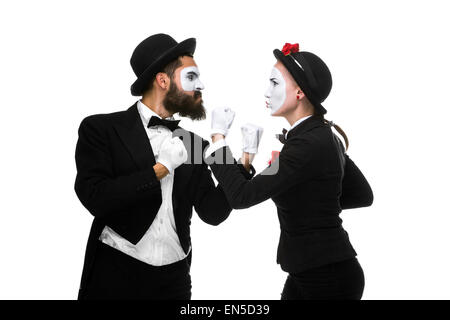Two memes as businessmen fighting for being the boss Stock Photo - Alamy