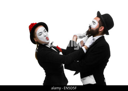 Two memes as businessmen fighting for being the boss Stock Photo - Alamy