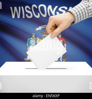 Ballot box with US state flag on background - Arizona Stock Photo - Alamy