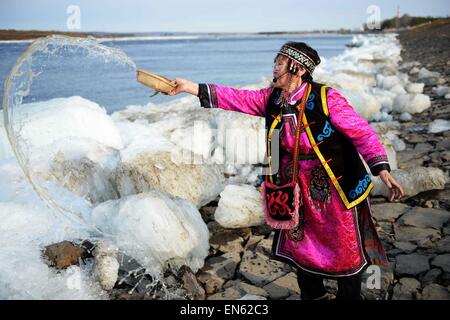 Huma, China's Heilongjiang Province. 28th Apr, 2015. People of the ...
