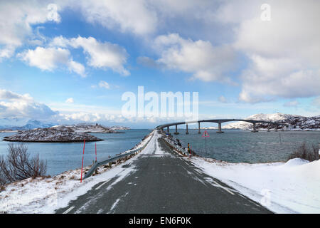 Tromso Bridge, cantilever road bridge and Arctic cathedral, city of ...