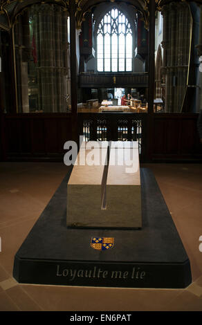 The tomb of Richard the Third inside Leicester Cathedral. The king was ...