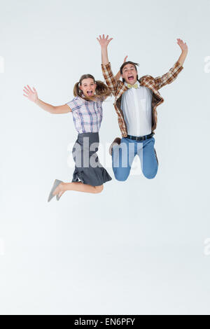 geek or nerd man jumping Stock Photo - Alamy
