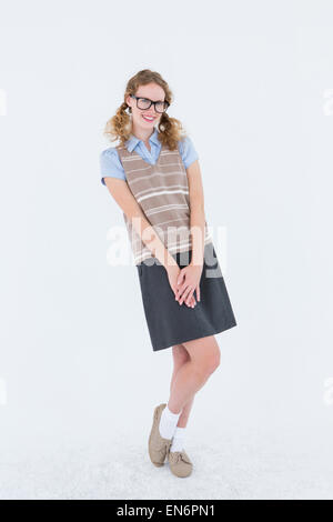 Geeky hipster woman smiling at camera Stock Photo - Alamy