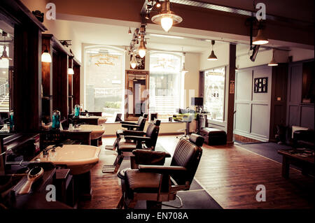 Men's barber shop, retro styled interior design Stock Photo - Alamy
