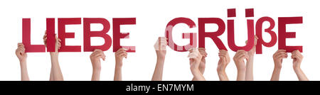 People Hands Building Word Liebe Gruesse Means Many Greetings, Ocean ...