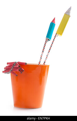 Rocket firecracker in a bottle and gift boxes Stock Photo - Alamy