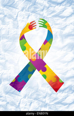Jigsaw ribbon for autism Stock Photo - Alamy