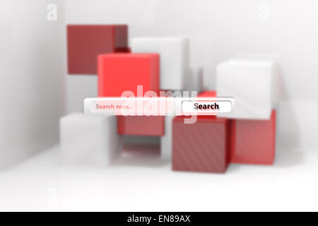 Graphic image of red search engine page against people collage portrait ...