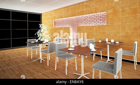 Interior rendering of a bar with textures Stock Photo - Alamy