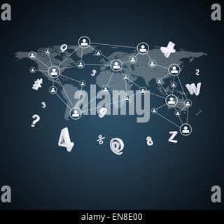 Abstract background with map and connected points Stock Photo - Alamy