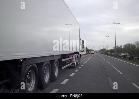 articulated lorry overtaking vehicle on the a1 m1 motorway near leeds ...
