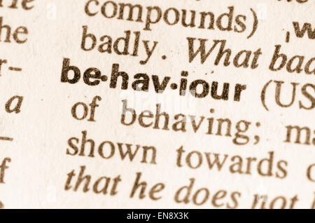 Definition of word behaviour in dictionary Stock Photo - Alamy
