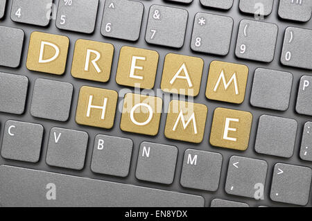 Computer keyboard with dream home key - technology background Stock ...