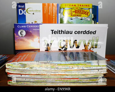 Tourist brochures and information leaflets at visitor centre Wales UK ...