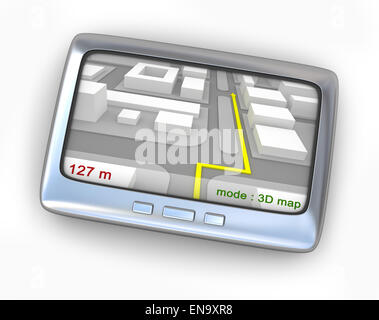 GPS navigation device, front view. 3D rendering isolated on white ...