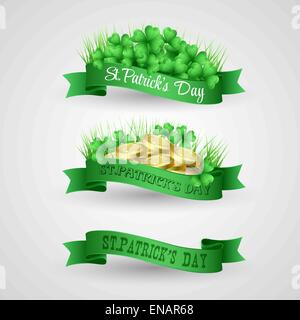 Clover border set. Shamrock four leaf frame set. Vector empty background collection Stock Vector ...