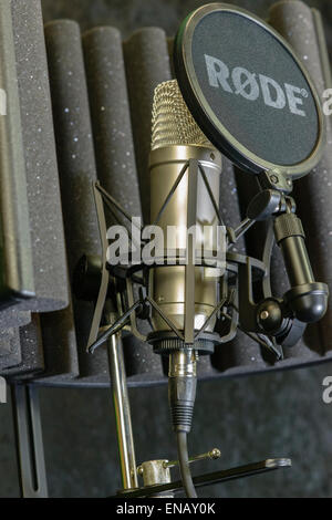 Microphone with sound dampener and shield Stock Photo - Alamy