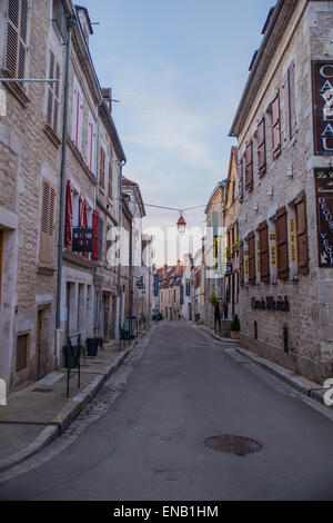 View of the French village of Chablis, a famous wine making region ...