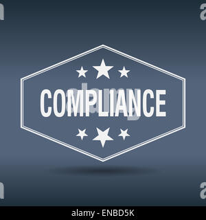 compliance hexagonal white vintage retro style label Stock Photo - Alamy