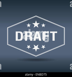 draft hexagonal white vintage retro style label Stock Photo - Alamy