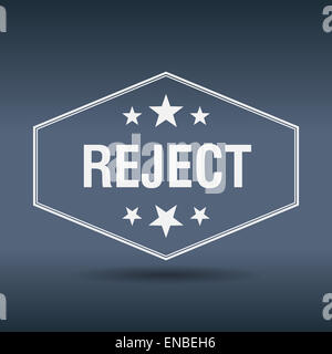 rejected hexagonal white vintage retro style label Stock Photo - Alamy