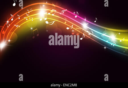 multicolor music background with music notes and lights Stock Photo - Alamy