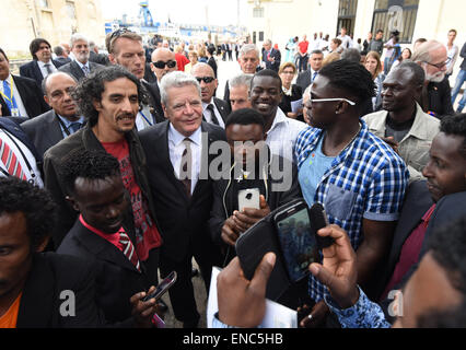 Marsa, Malta. 30th Apr, 2015. German President Joachim Gauck (R-L ...