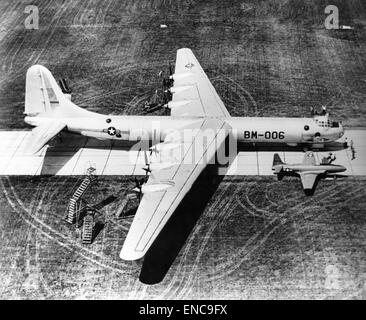 A photograph of the B-36 Peacemaker, a strategic bomber developed by ...