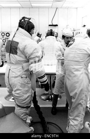 Photograph of astronauts Jim Lovell and Fred Haise during a geology ...