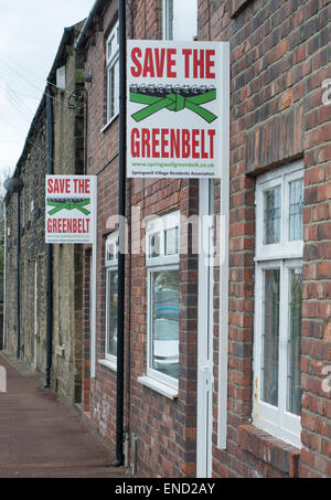 Save the Greenbelt sign, Springwell Village community centre, north ...