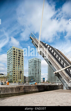 View of Kattendijkdok and Londenbrug Bridge in Antwerp, Belgium Stock ...