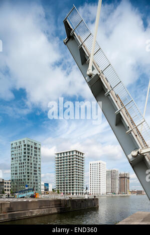 View of Kattendijkdok and Londenbrug Bridge in Antwerp, Belgium Stock ...