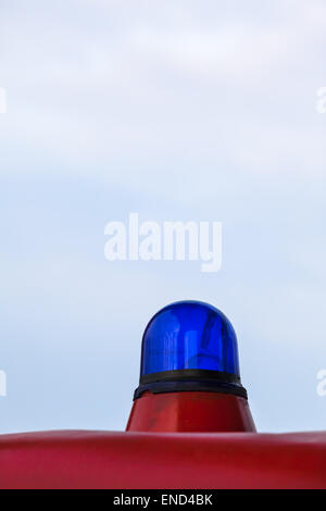 Rotating Red Flashing Beacon. Emergency LED strobe light. 3D rendering isolated on white ...