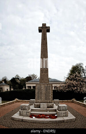 Camberley War Memorial Cross outside the gates to the Royal Military ...