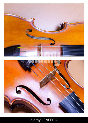 single soft brown violin with brown wallpaper Stock Photo - Alamy