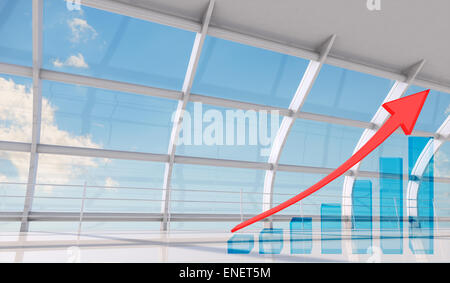 Graphical chart with red arrow up Stock Photo - Alamy